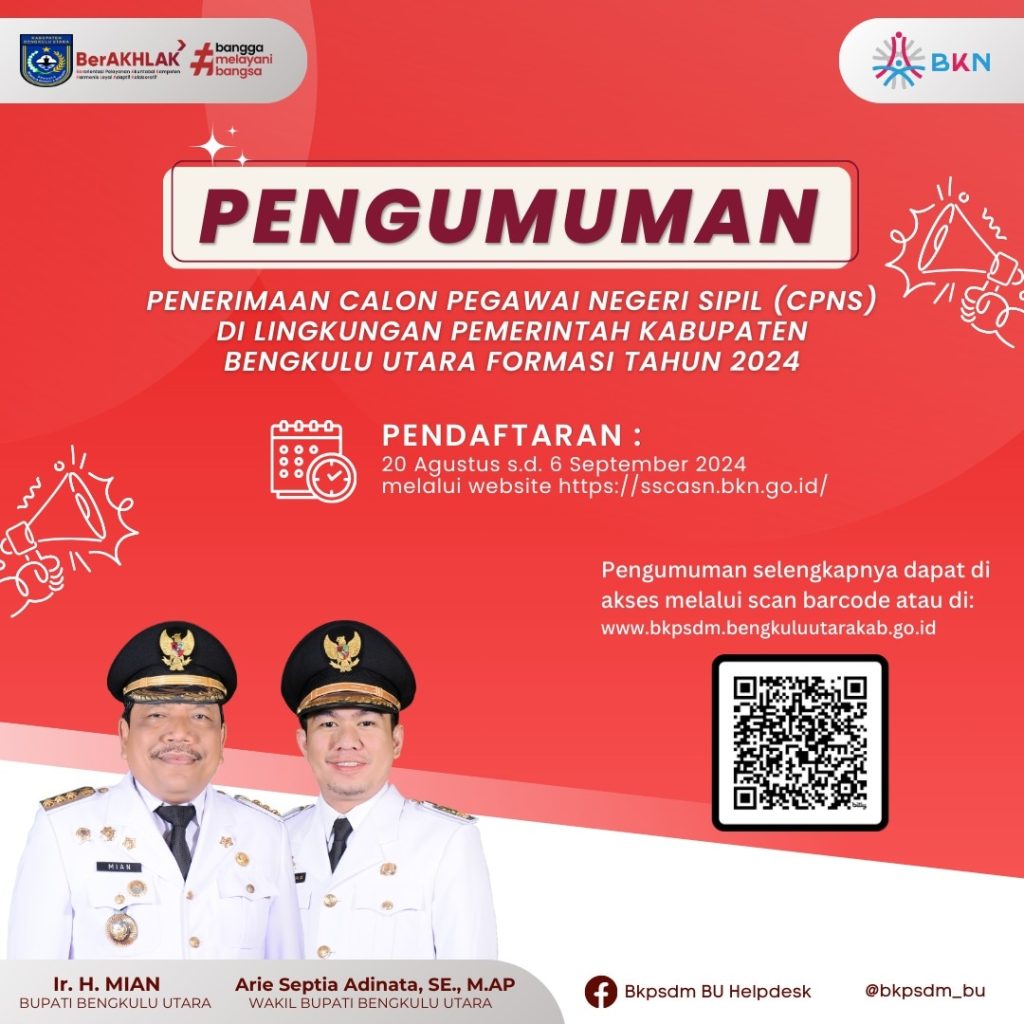PENGUMUMAN PENERIMAAN CALON PEGAWAI NEGERI SIPIL DI LINGKUNGAN PEMERINTAH KABUPATEN BENGKULU ...